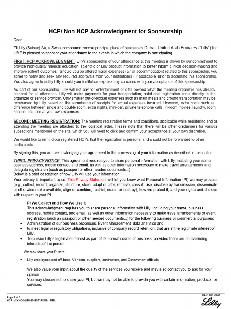 Gulf_HCP Non HCP Acknowledgment for Sponsorship_signed | PDF