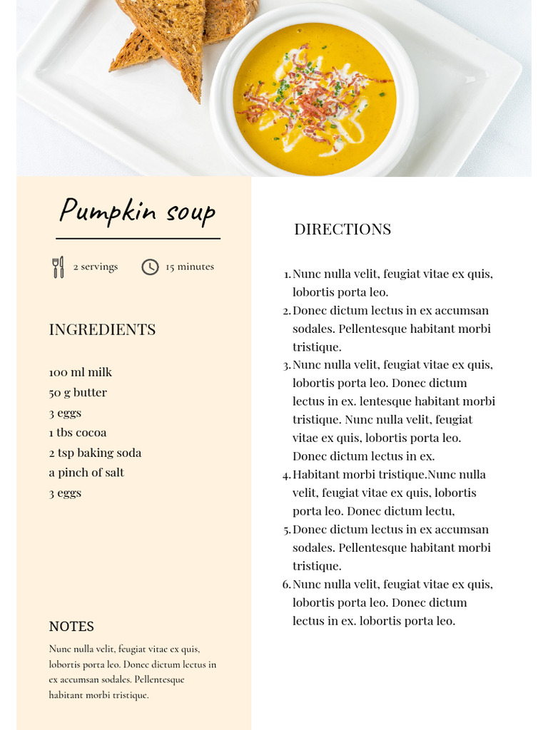 White Modern Recipe Card | PDF