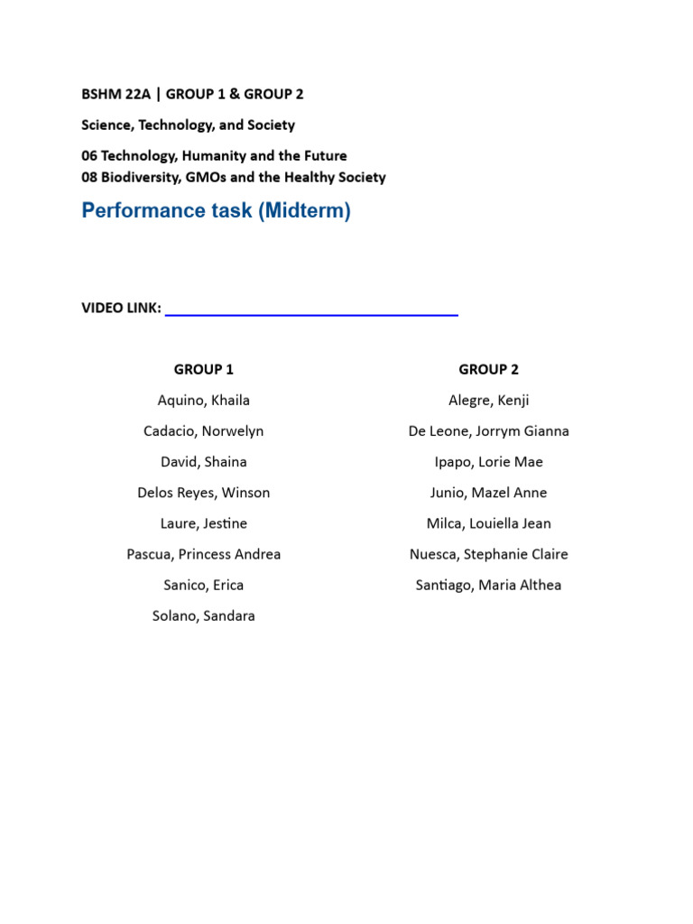 Performance Task Midterm | PDF