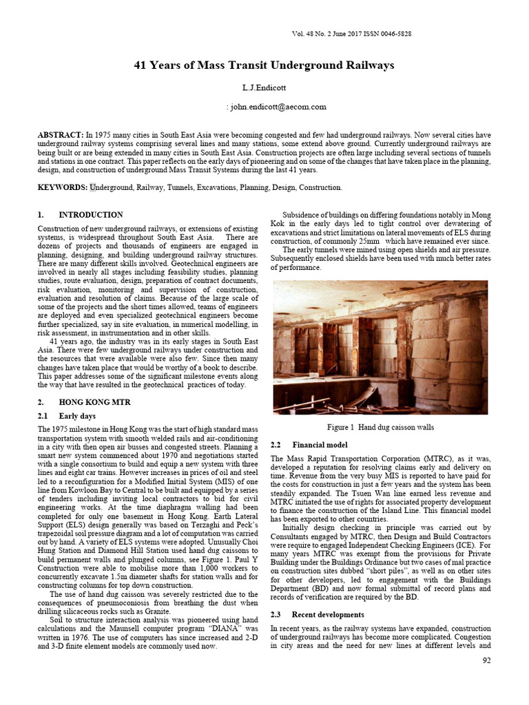 41 Years of Mass Transit Underground Rai | PDF | Tunnel | Technology ...