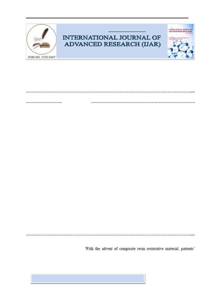 Comparison of Cuspal Deflection & Microleakage in Class Ii Restoration ...