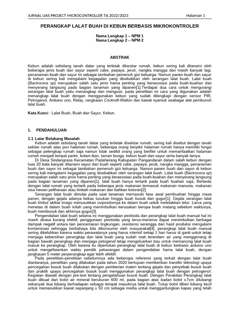 FORMAT LAPORAN PROJECT UAS | PDF