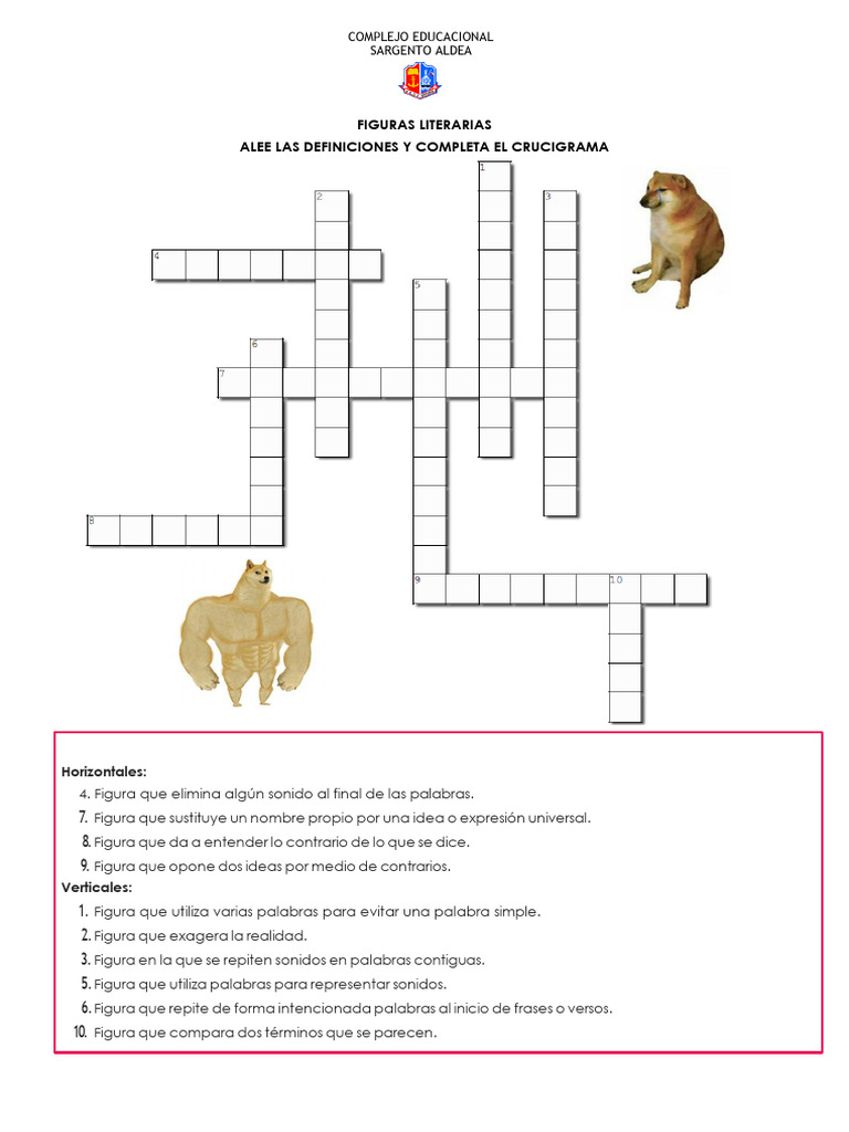 CRUCIGRAMA FIGURAS LITERARIAS | PDF