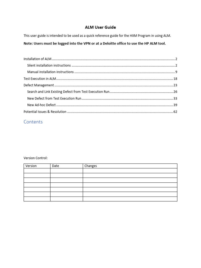 ALM User Guide v1.0 | PDF