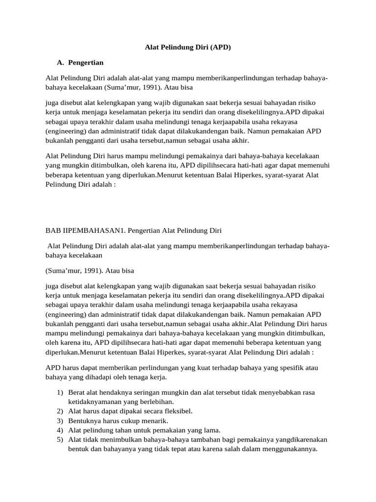Alat Pelindung Diri | PDF