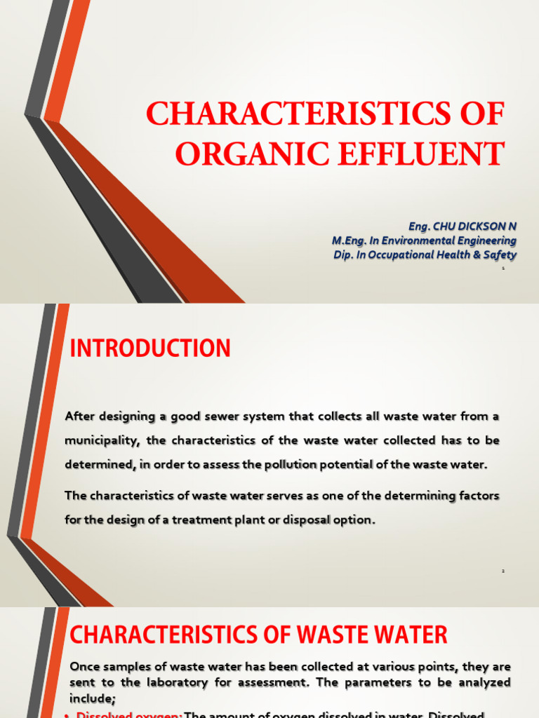 Lecture 4 - Characteristics of Organic Effluent | PDF