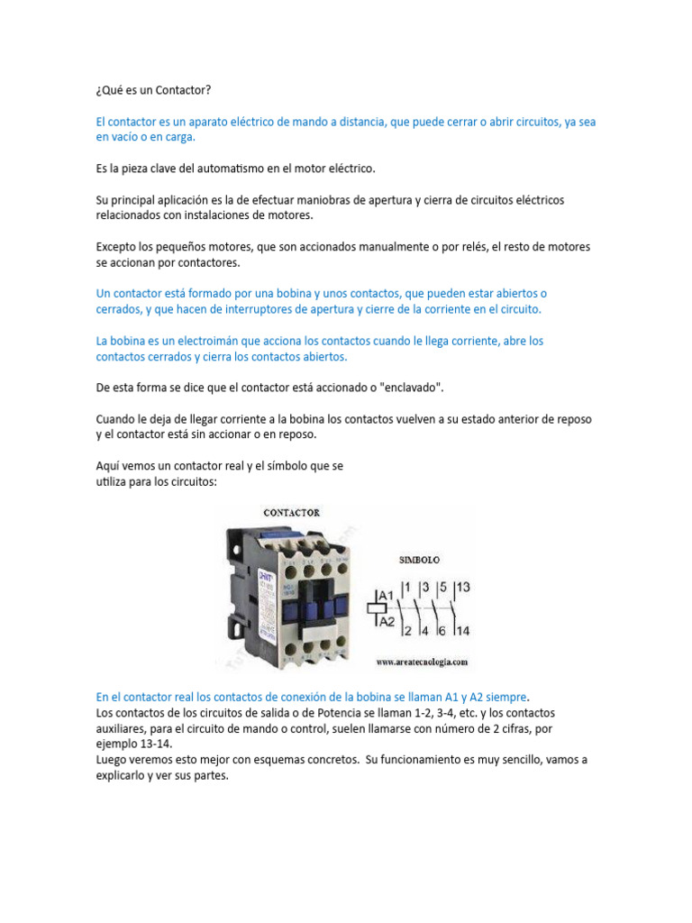 Qué Es Un Contactor Clase Semana 7 | PDF | Energia electrica | Equipo ...