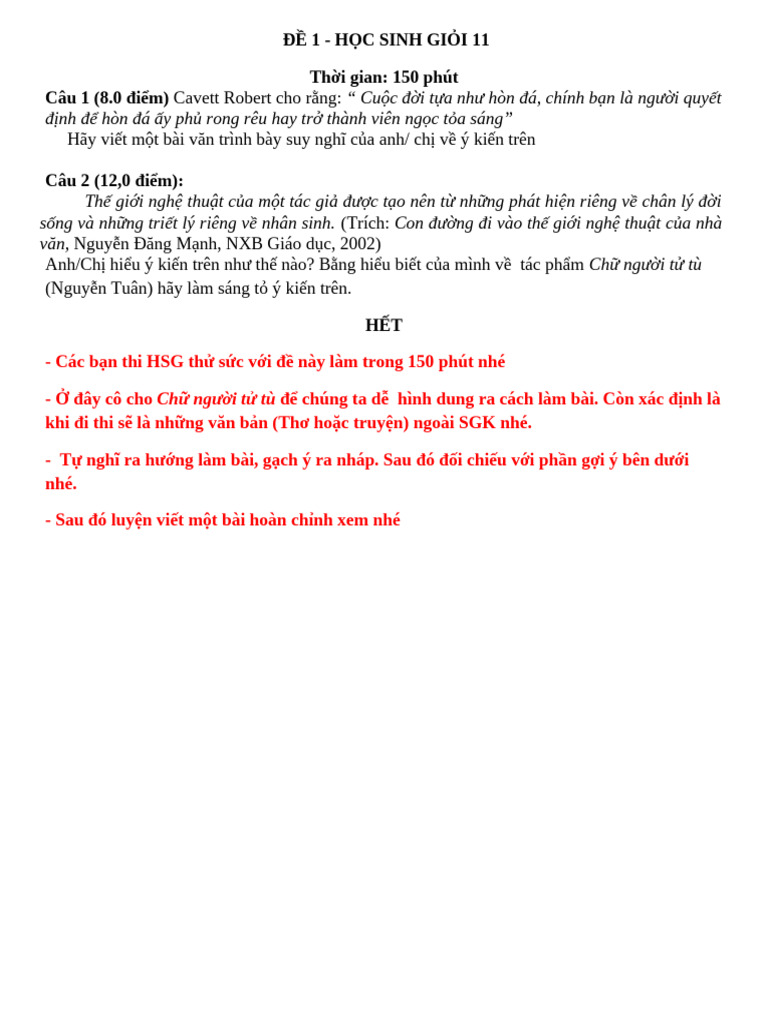 Luyện Đề HSG 11- Đề 1 | PDF