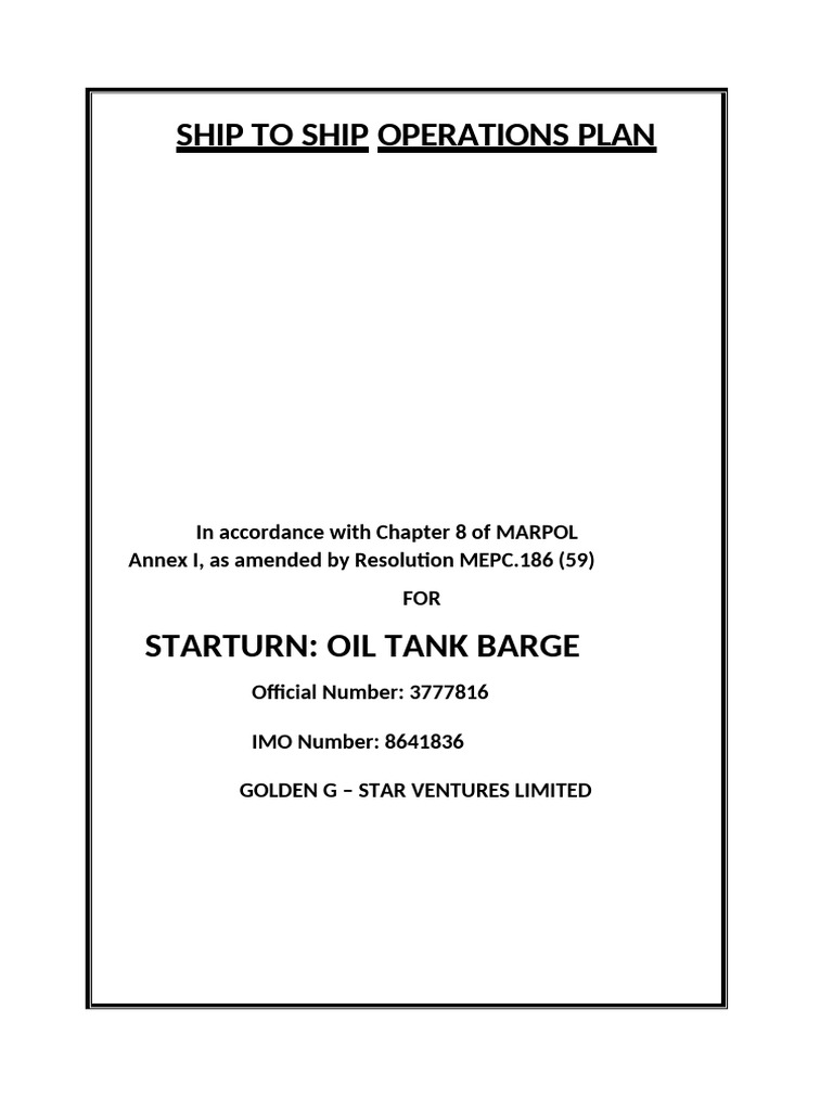 Starturn Ex Marvel 1 Ship To Ship Operations Plan | PDF