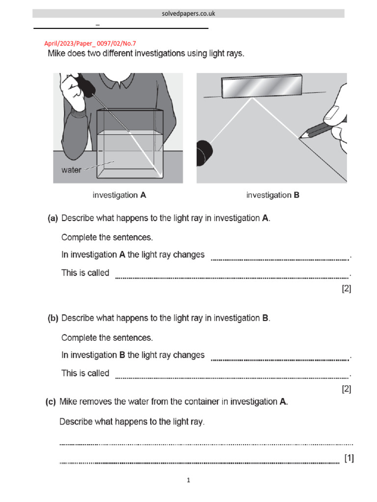 2023 Light and Shadows Checkpoint - Primary Physics | PDF
