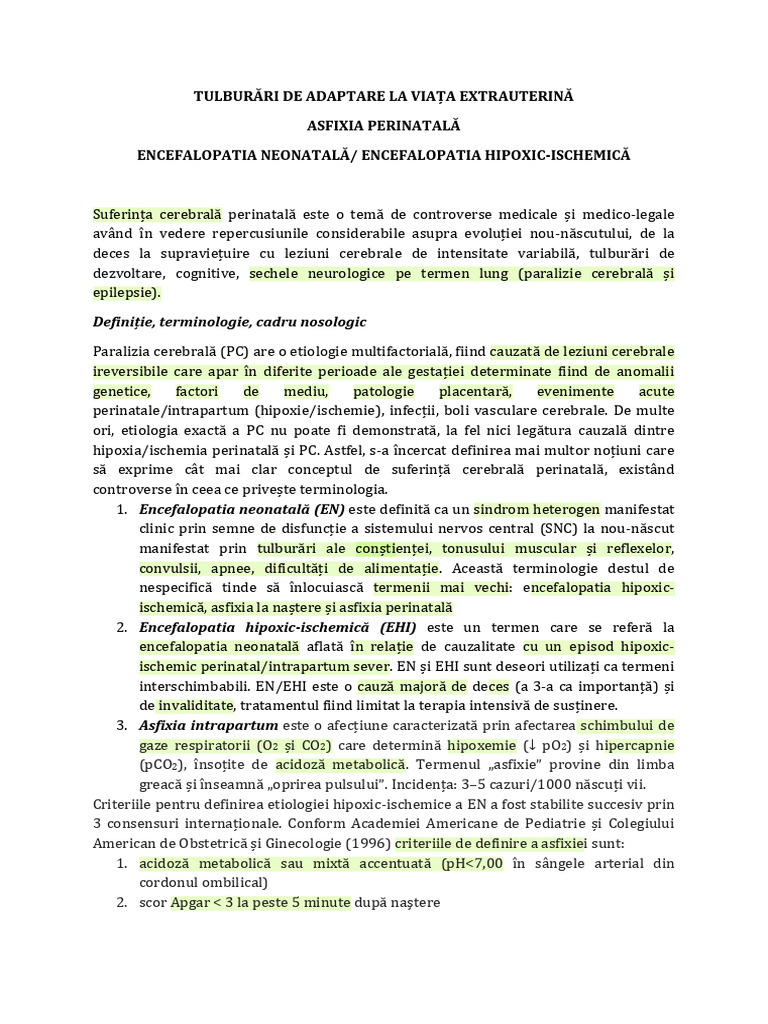 Tuburari de Adaptare La Viata Extrauterina EHI | PDF