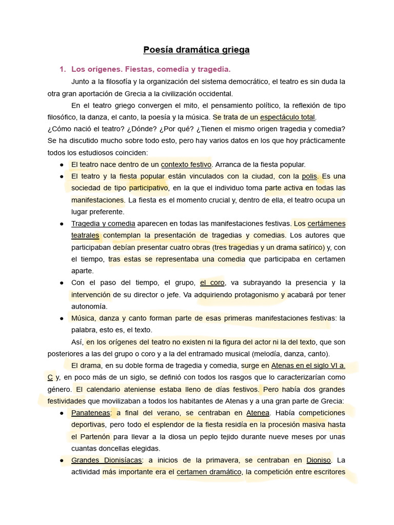 Poesía Dramática Griega | PDF