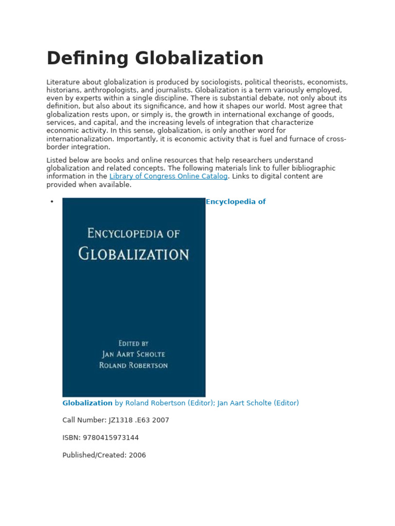 Defining Globalization | PDF