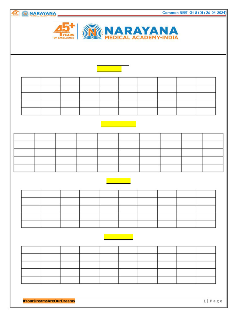 Final Common Neet Grand Test-08 Key Paper Ex - DT-26-04-2024 | PDF
