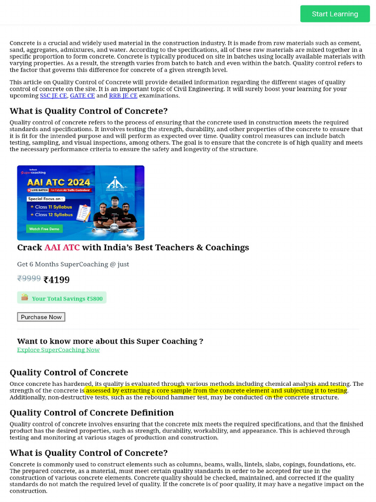 Bmc Quality Control of Concrete _ Know Purpose and Significance Here | PDF