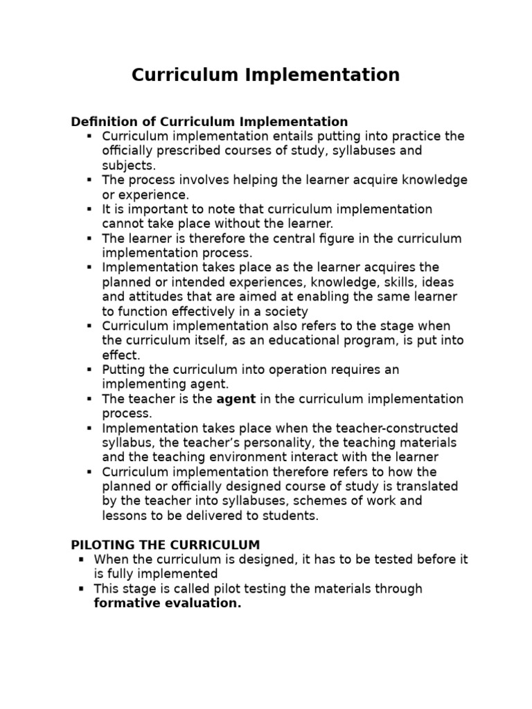 Curriculum Implementation | PDF