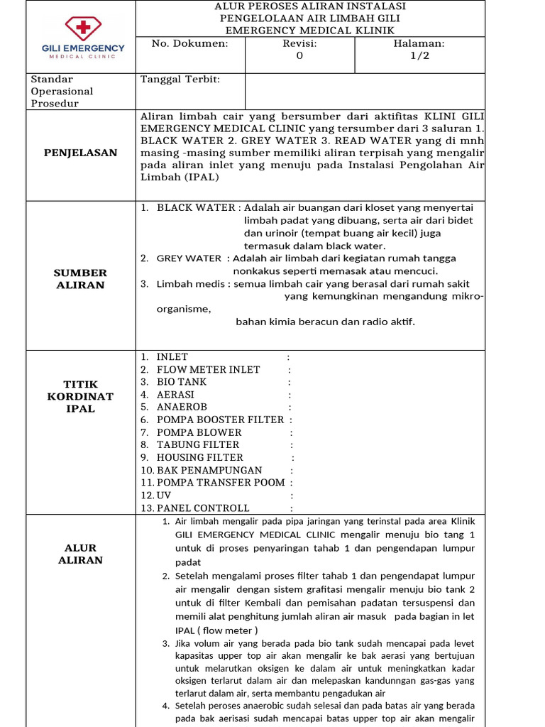 Bagan Tabel Alur Ipal Gili | PDF