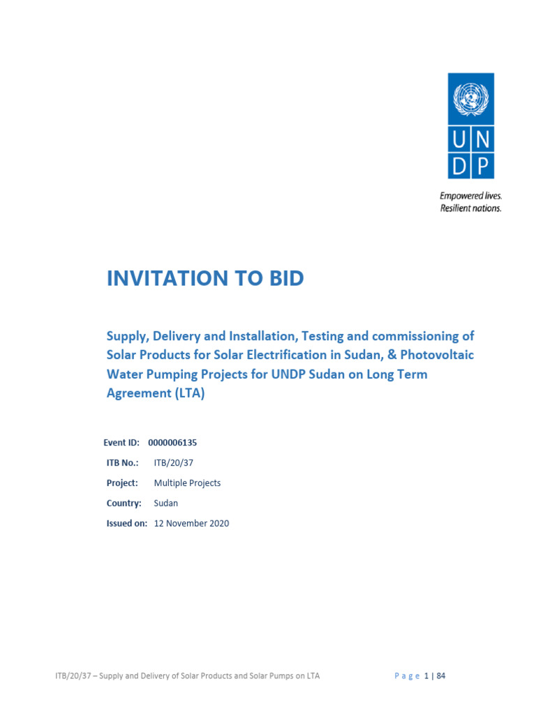 ITB - Supply of Solar PV Systems and Pumps | PDF