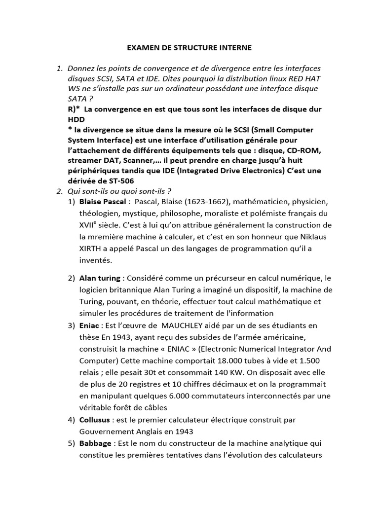 Examen de Structure Interne | PDF