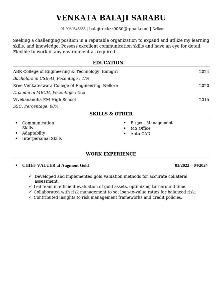 Balaji Resume | PDF