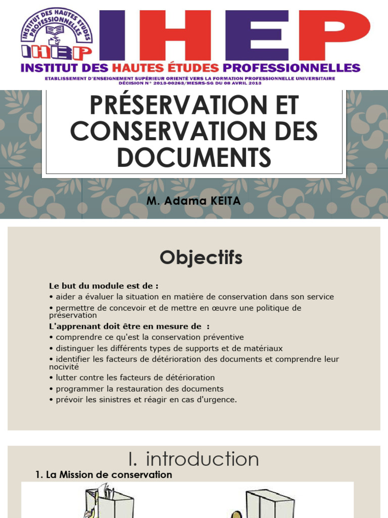 Préservation Et Conservation Des Documents Diapo | PDF