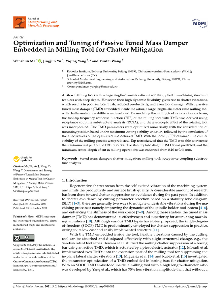 Optimization and Tuning of Passive Tuned Mass Damper | PDF | Mechanical Engineering | Science ...