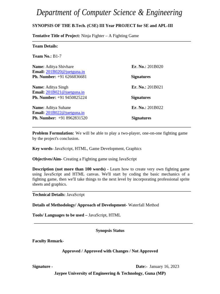 B1-7 Project_synopsis | PDF