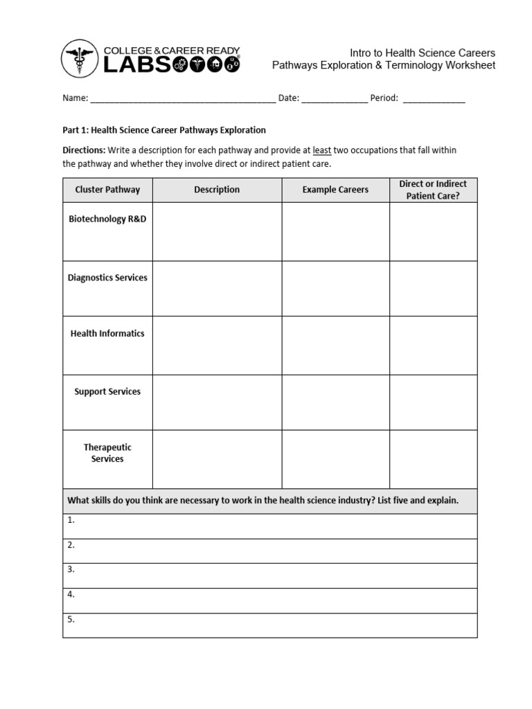 Pathways Exploration & Terminology Worksheet | PDF