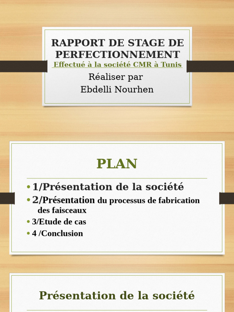 RAPPORT DE STAGE DE PERFECTIONNEMENT | PDF