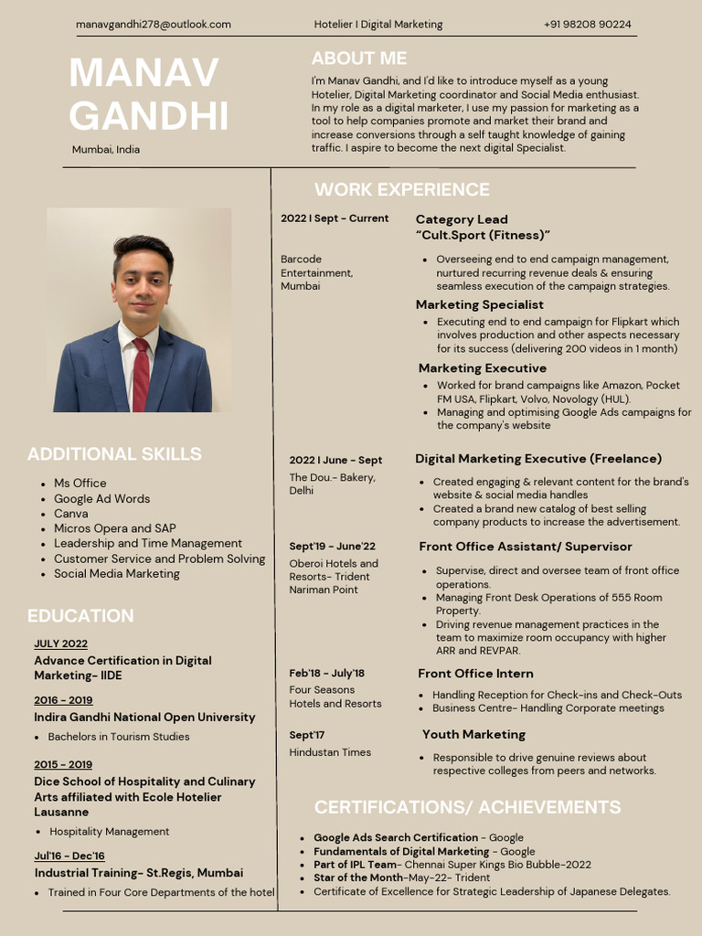 Manav Gandhi-CV. (1) | PDF