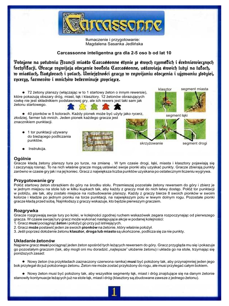 Carcassonne Instrukcja | PDF