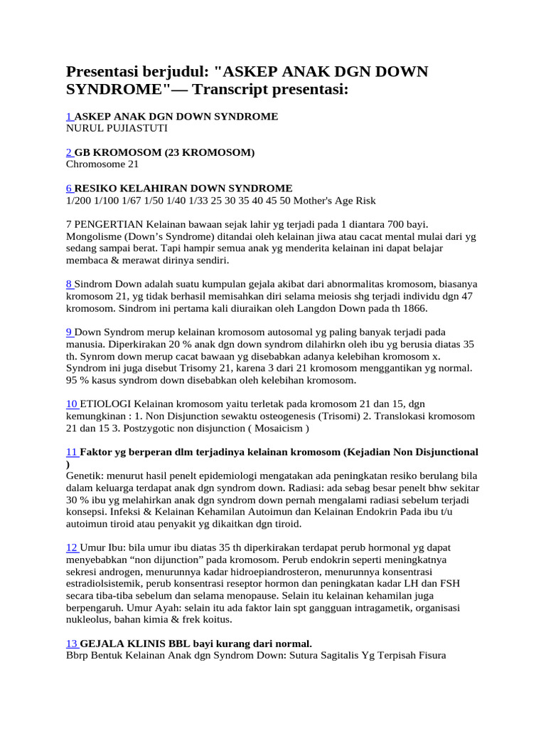 Askep Down Syndrome | PDF