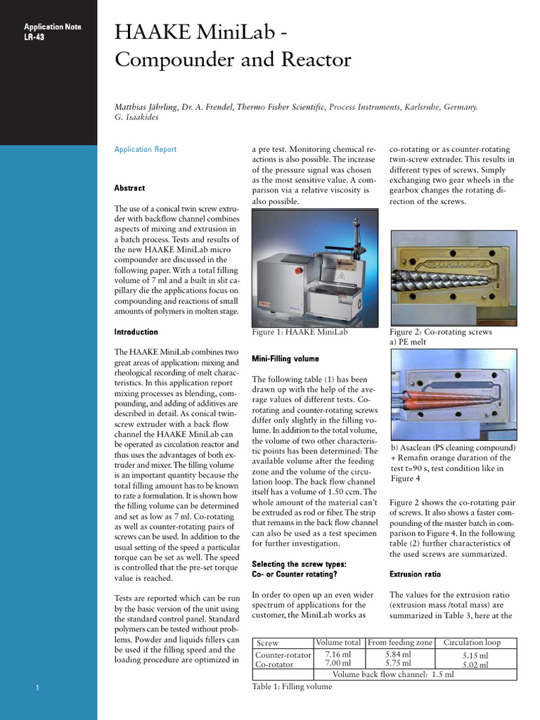 LR43-e HAAKE MiniLab - Compounder and Reactor | PDF