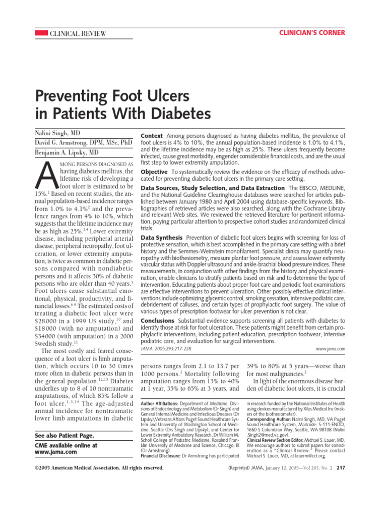 Preventing Foot Ulcers in Patients With | PDF