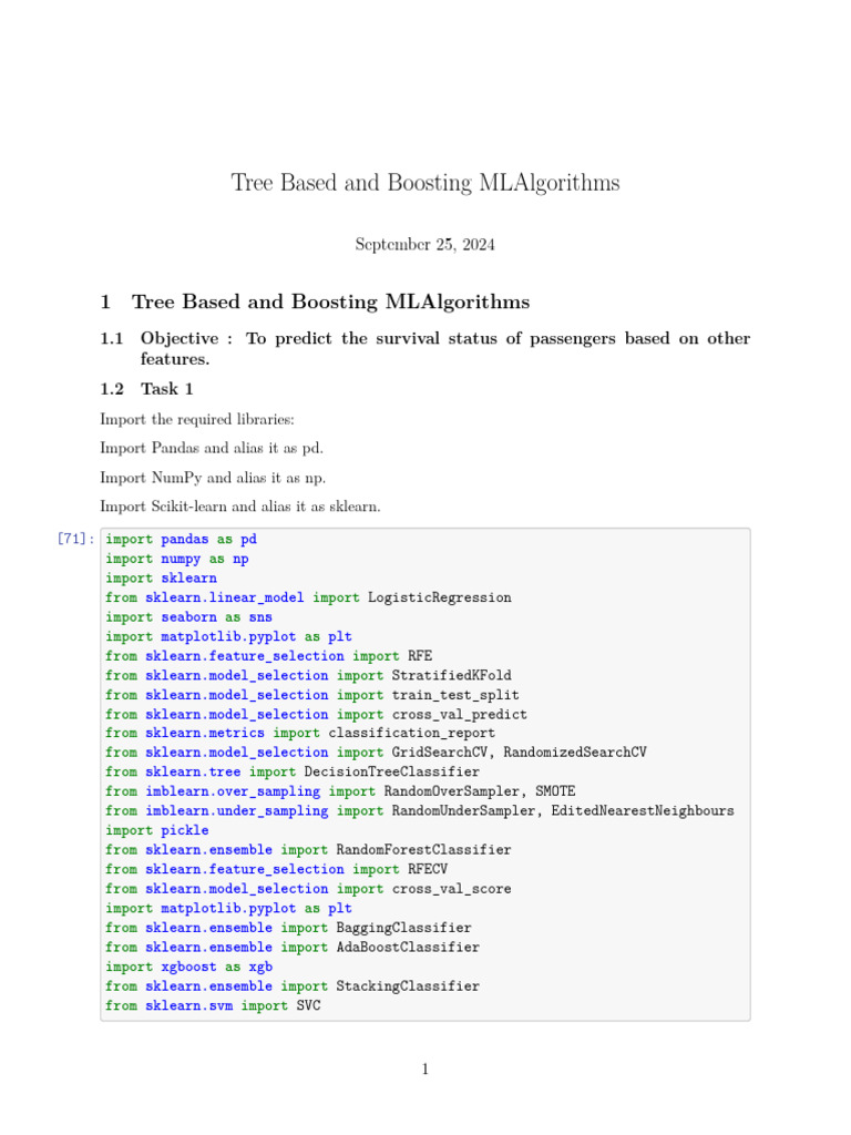 Tree Based and Boosting MLAlgorithms PDF | PDF