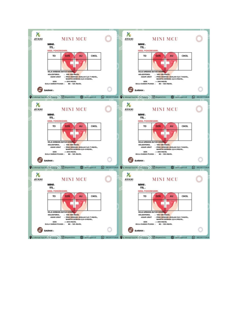 Kartu Mini MCU Perawat Screening | PDF