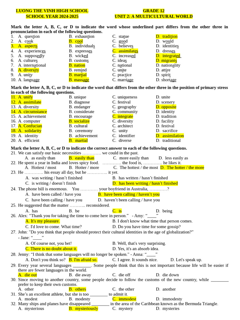 Unit 2 - Practice Test 1 - 2024 | PDF