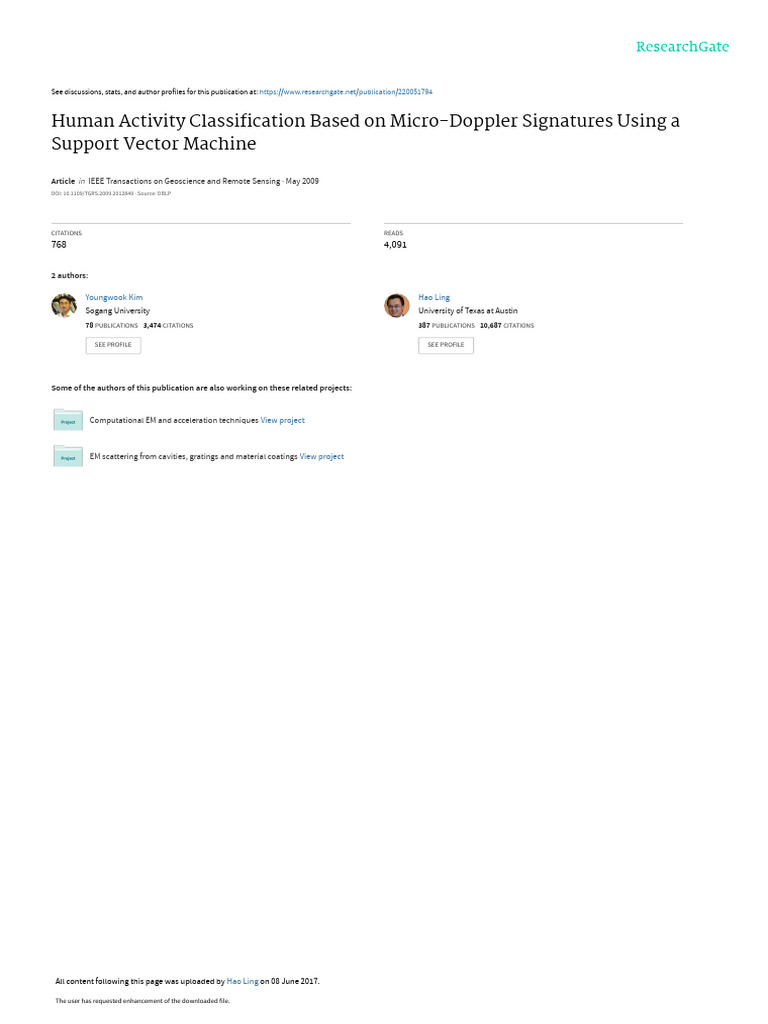 Human Activity Classification Based on MicroDoppler Signatures | PDF