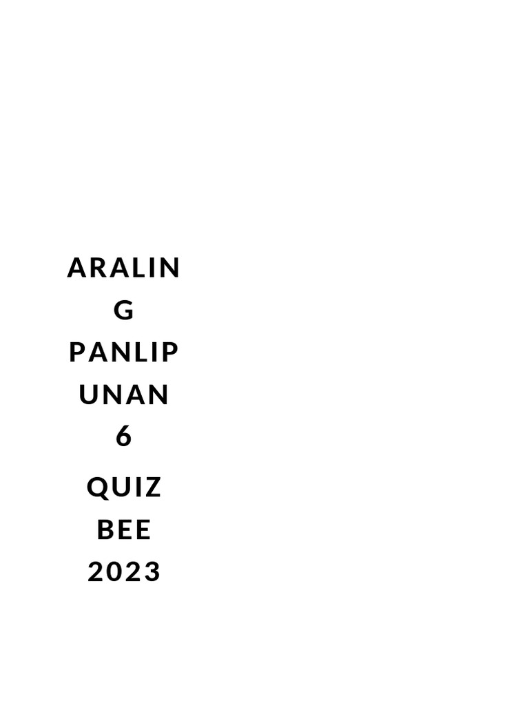 Araling Panlipunan Quiz Bee 2023 | PDF