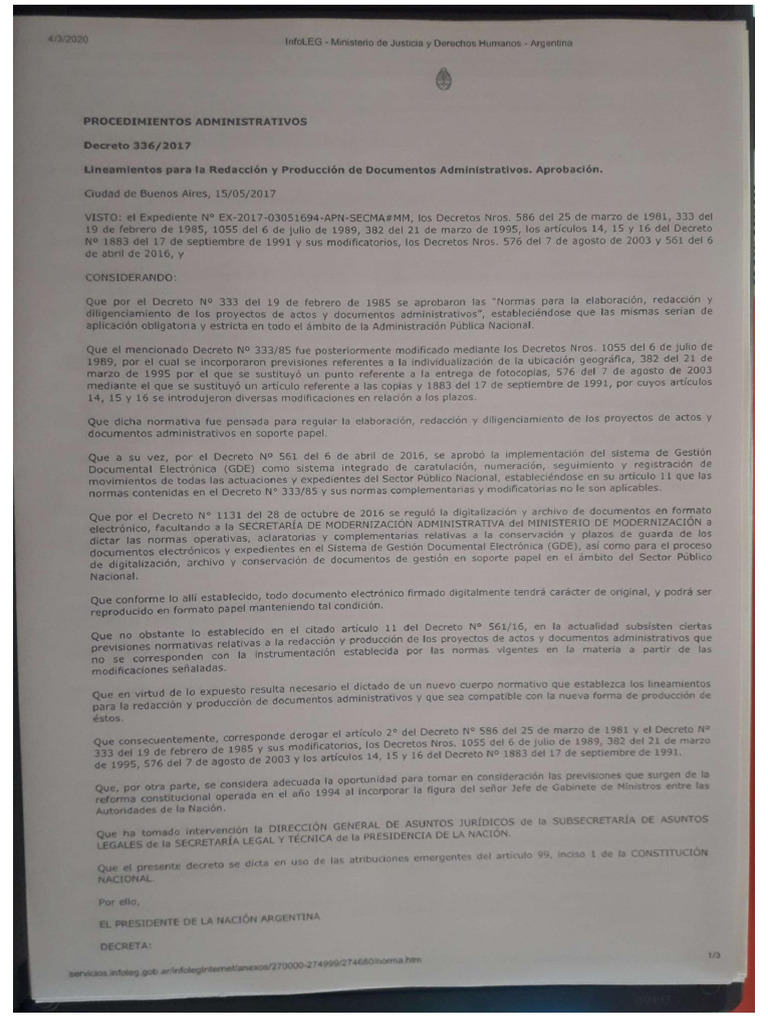 10 Dto 336 85 y Cap XV | PDF