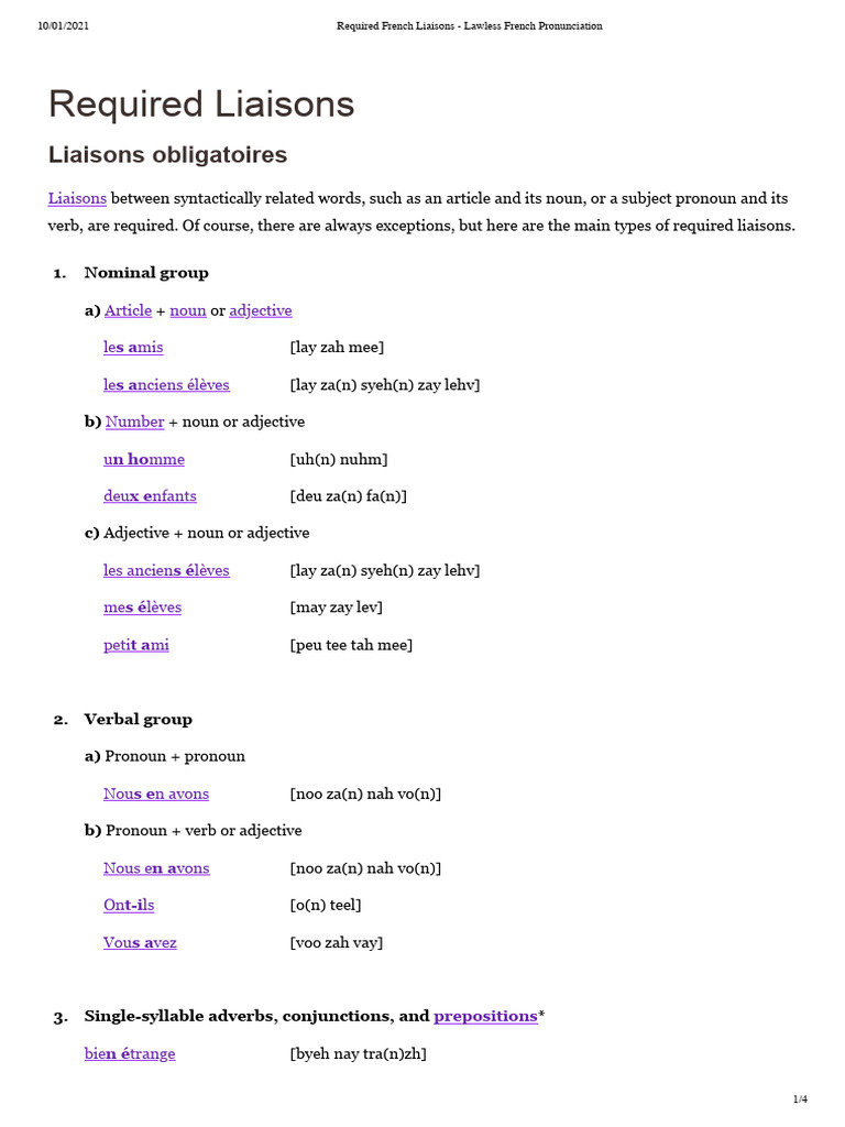 Required French Liaisons | PDF