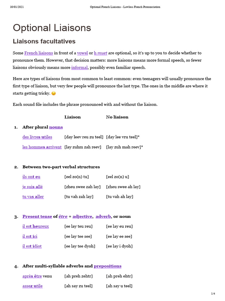 Optional French Liaisons | PDF