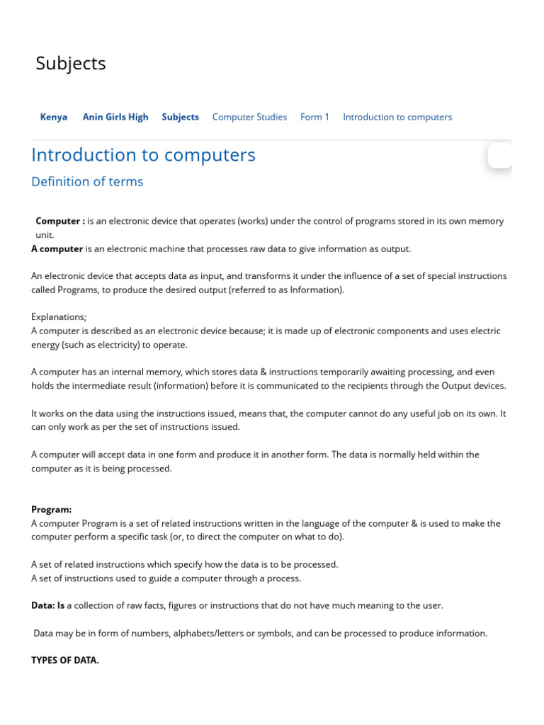 Introduction to computers | PDF