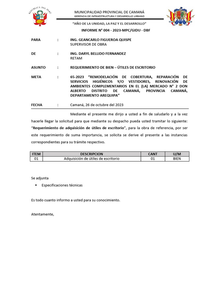 Informe #004 - Utiles de Escritorio | PDF
