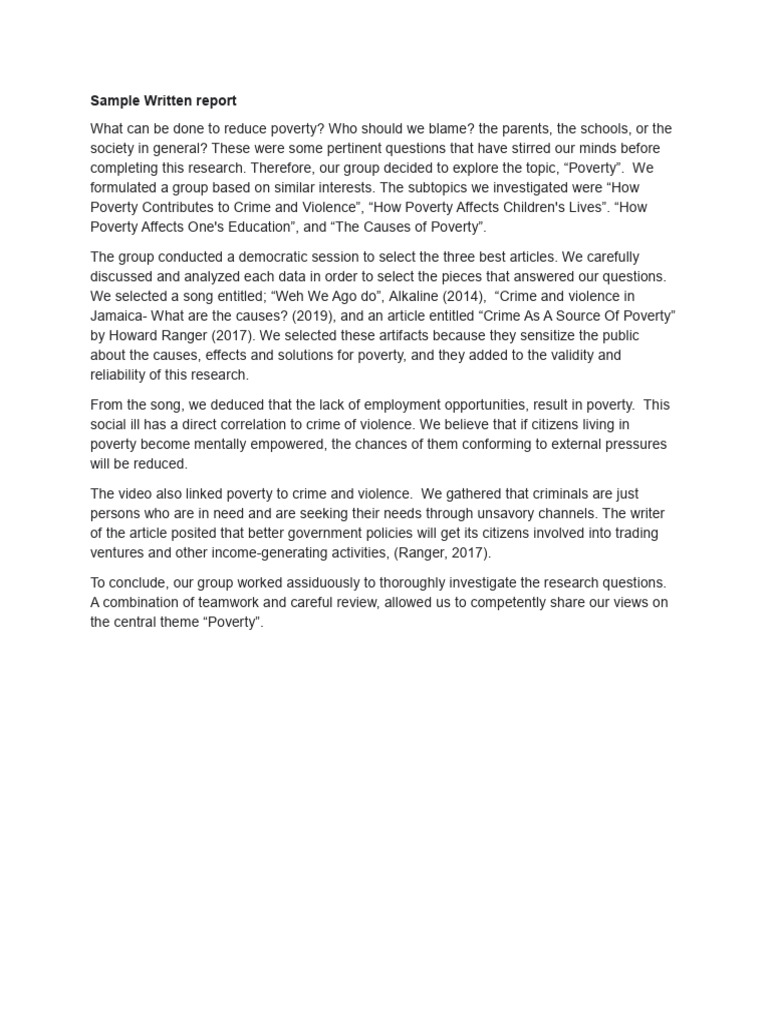 Sample Written Report | PDF