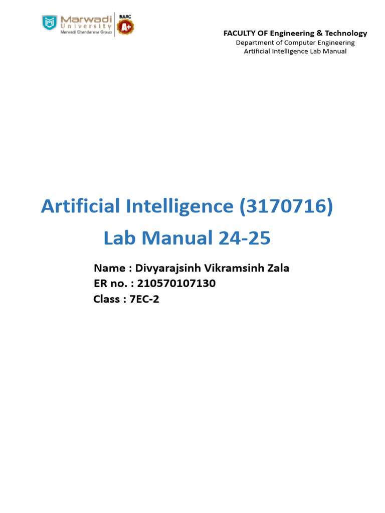 AI Lab Manual Format Final | PDF