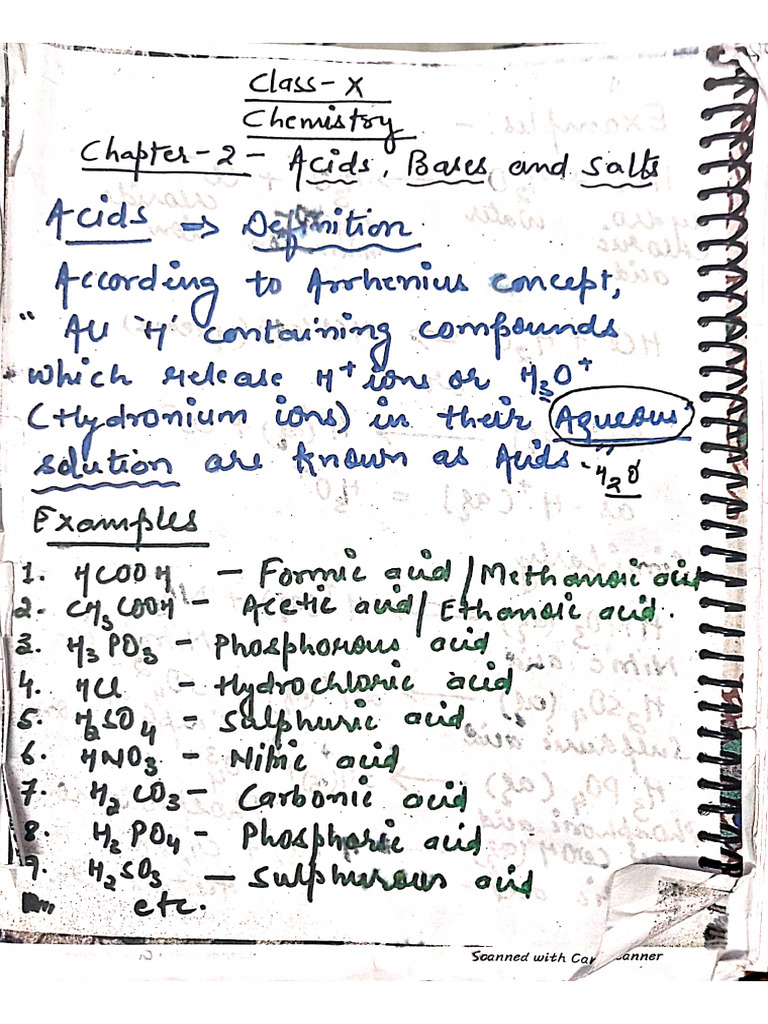 Acids, Bases and Salts Notes | PDF