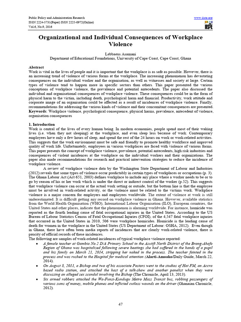 Organizational and Individual Consequences of Workplace 10ijkeqa3z ...