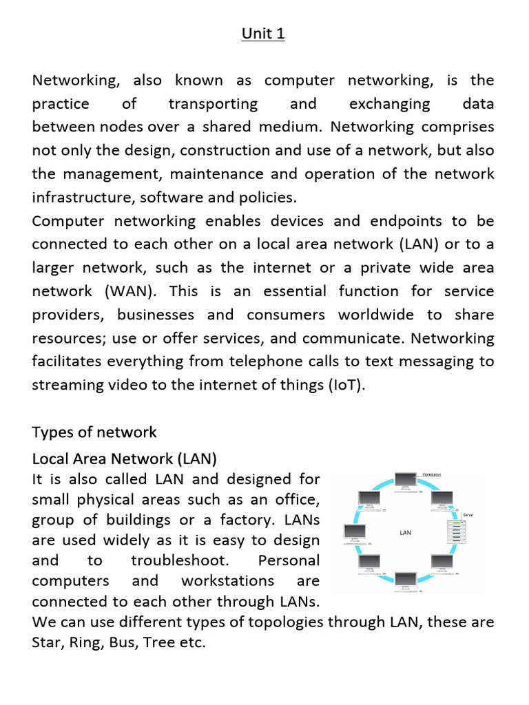 Networking Unit 1 BSC VI | PDF | Science & Mathematics | Computers
