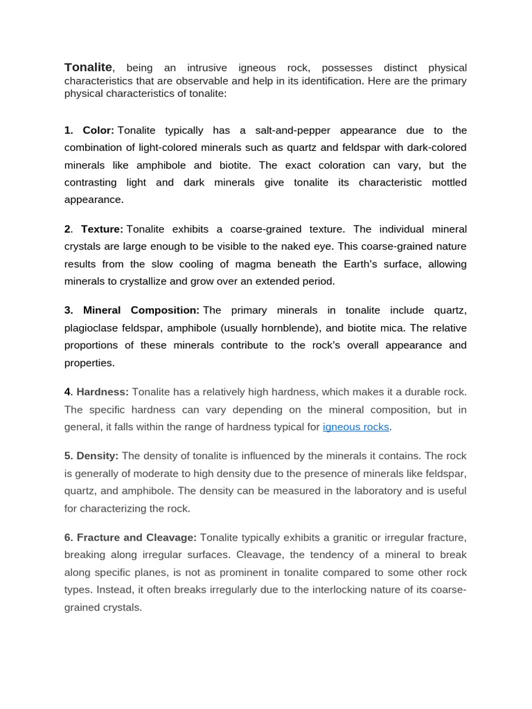 Tonalite Granite | PDF
